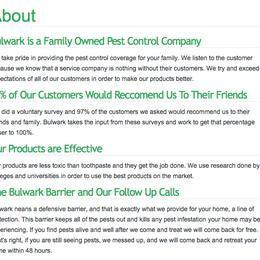 Top 8 Reviews and Complaints about Bulwark Exterminating