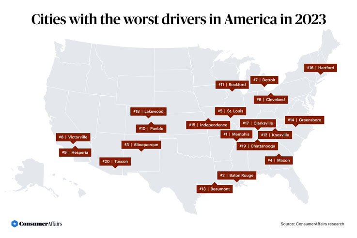 Jul 17 - New study reveals where America’s worst drivers are found