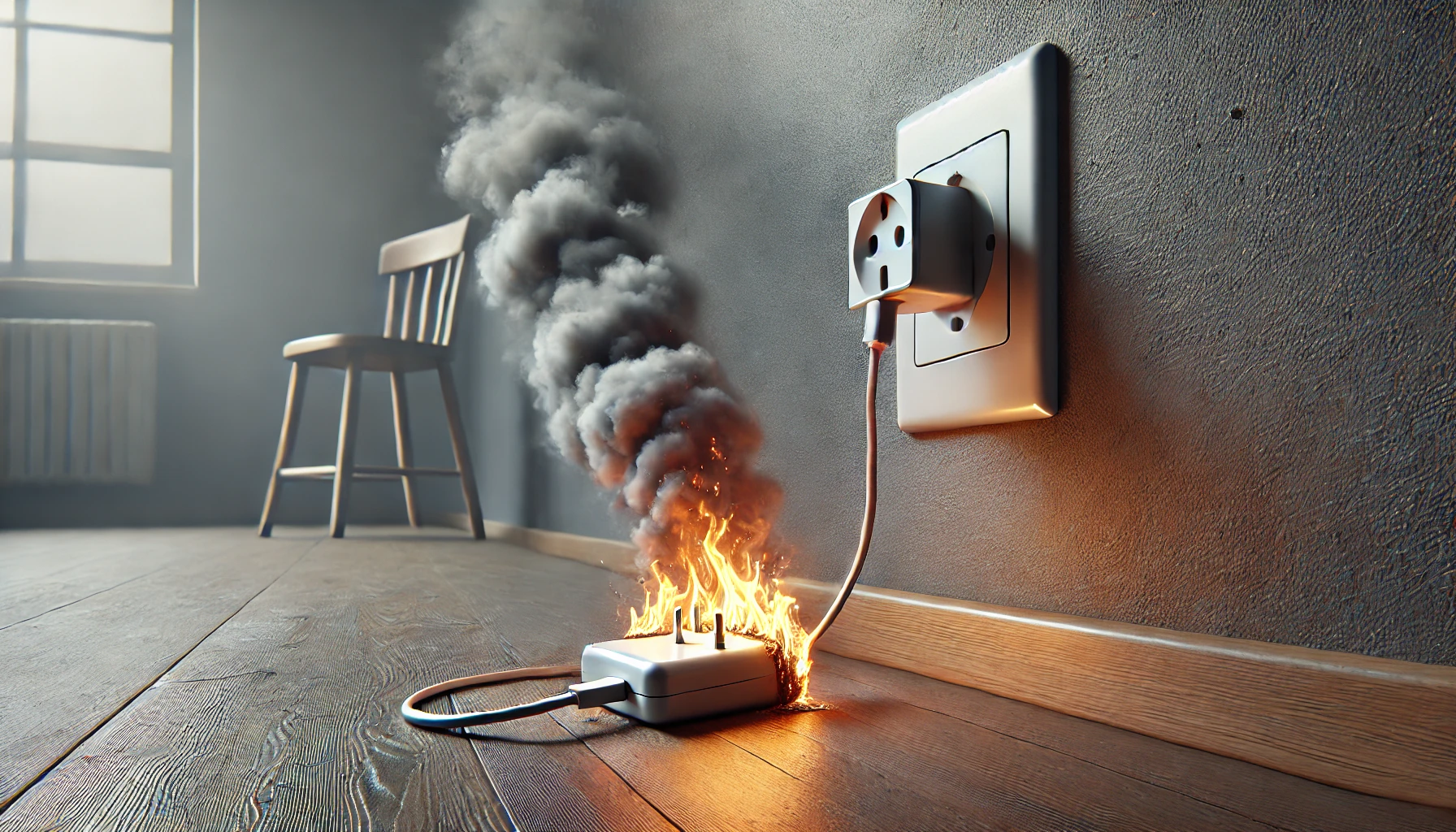 Leaving your device charger plugged in could create a fire hazard