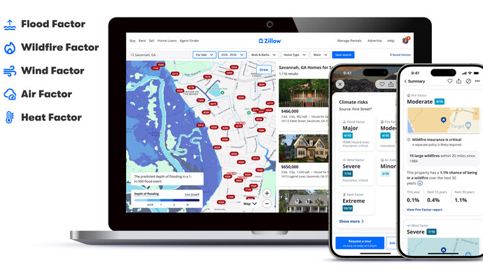 Zillow adding climate risk data and insurance info to for-sale listings